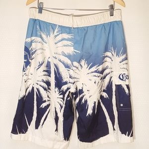 Corona | Swim | 34 Swim Board Trunks Corona Beer Palm Tree Print | Poshmark
